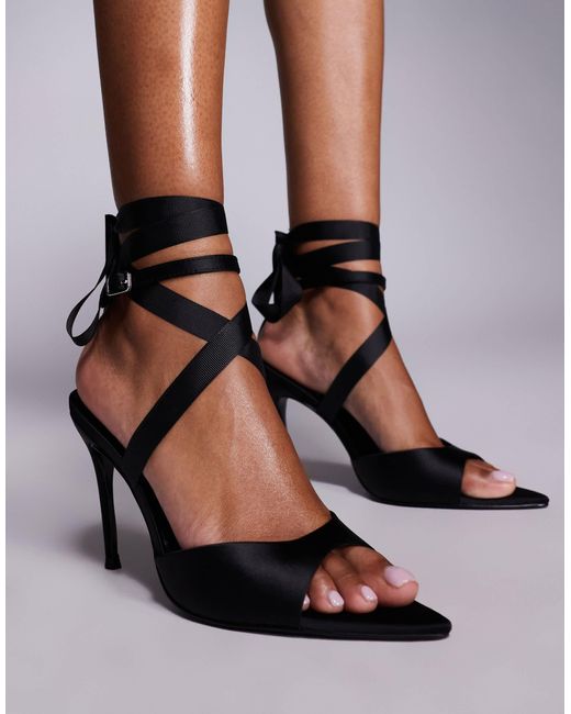 ASOS Narnia Tie Leg High Heel Sandals in Black | Lyst