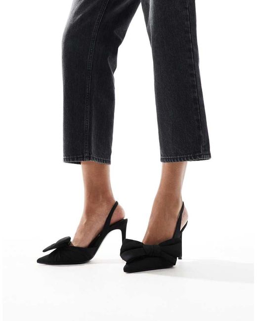 Stradivarius Bow Slingback Heels in Black | Lyst UK