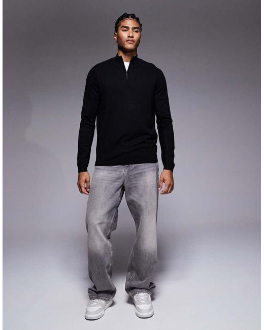 River Island Smart Half Zip Sweatshirt in Blue for Men | Lyst UK