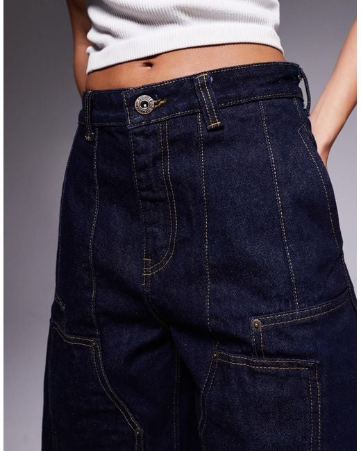 Courtside Panel Detail Denim Jorts With Back Pocket Logo Embroidery in ...
