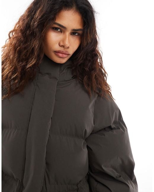 Weekday Dust Cinched Puffer Coat With Detachable Hood in Black | Lyst