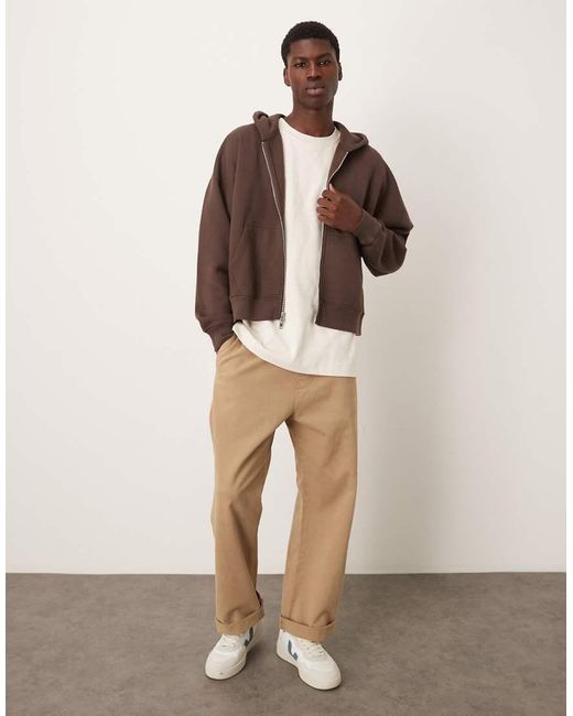Abercrombie & Fitch Essential Cropped Zip Hoodie in Brown for Men | Lyst UK