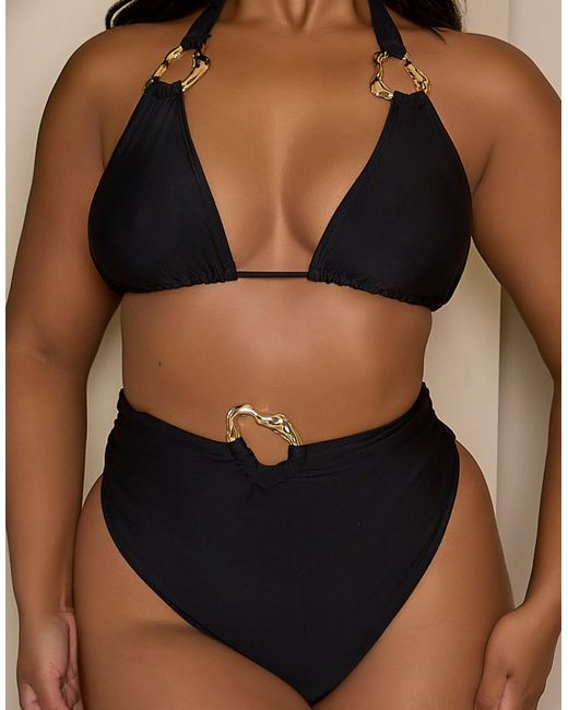 Moda Minx Curve X Bernadette Afia Bikini Bottom With Gold Hardware Detail in Natural | Lyst