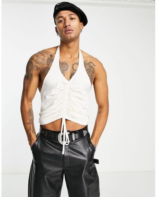 ASOS Skinny Halter Neck Tank Top in White for Men | Lyst