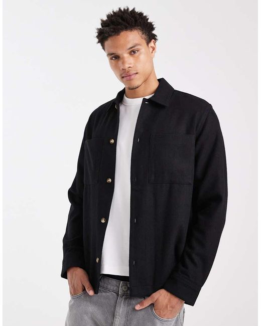ASOS Wool-mix Overshirt in Blue for Men | Lyst UK