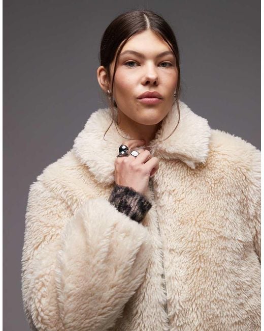 Levi's Ellie Faux Fur Jacket in Natural | Lyst UK