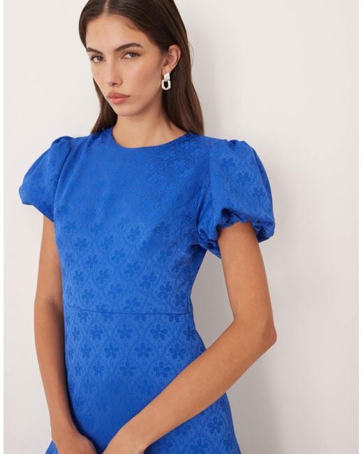 Sister Jane Godet Jacquard Midi Dress in Blue | Lyst