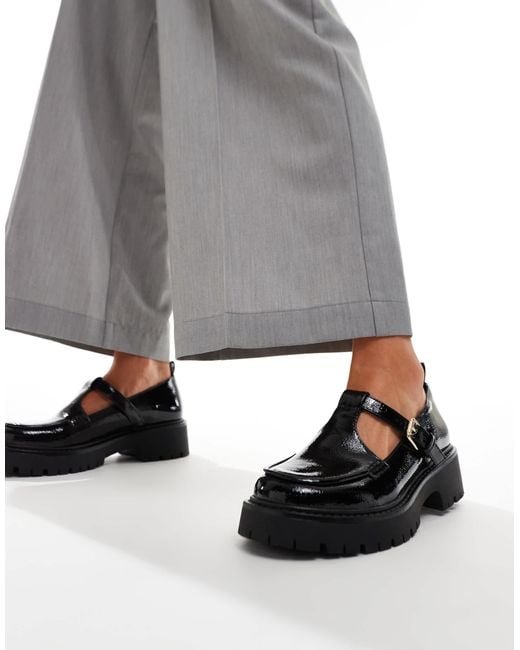 London Rebel London Rebel Tilly Wide Fit Chunky Mary Jane in Black | Lyst