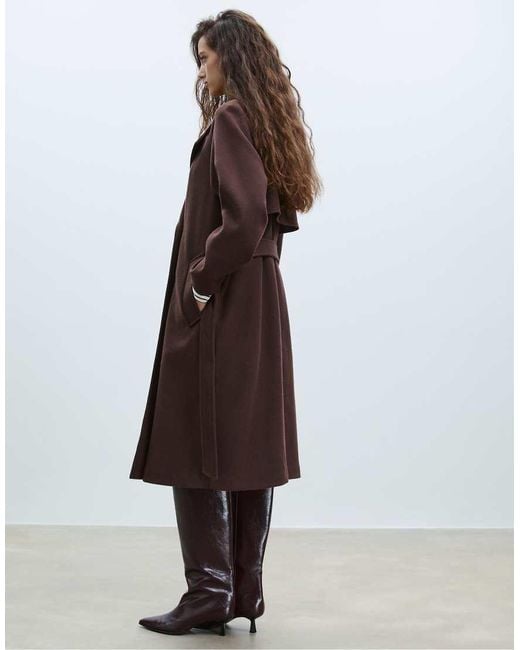 Stradivarius Soft-touch Trench Coat in Brown | Lyst UK