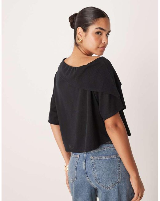 ASOS Clean Cape Layer Crop Top in Black | Lyst UK