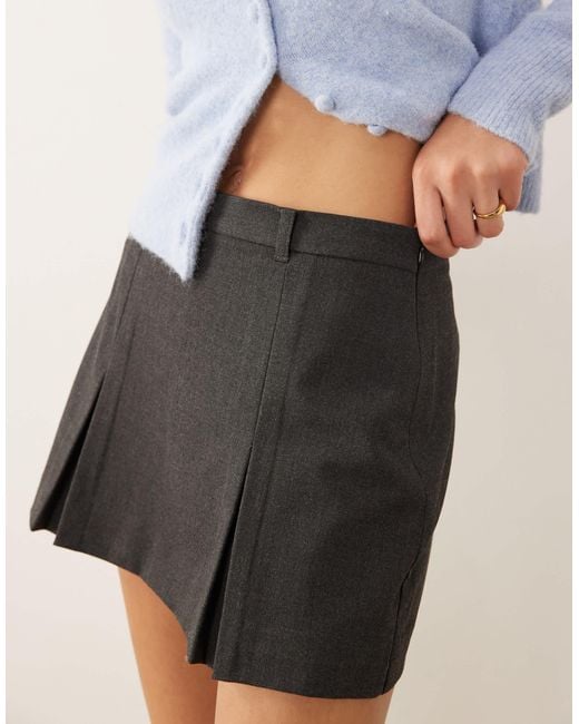 ASOS Tailored Box Pleat Mini Skort in Gray | Lyst