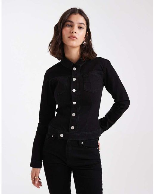 ASOS Denim Jacket With Pocket Detail Co-ord in Black | Lyst UK