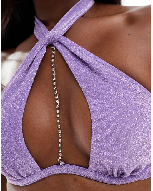 Ann Summers Sardina Shimmer Halter Bikini Top in Purple | Lyst