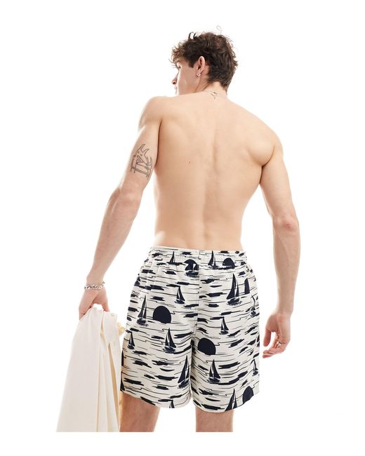 Hunky Trunks Sunset Boat Swim Short in White for Men | Lyst