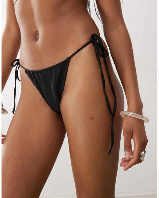 Collusion Mix And Match Tie Side Bikini Bottom in Natural | Lyst