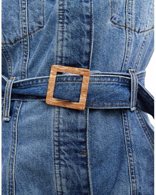 River Island Denim Jacket With Belted Waist Detail in Blue | Lyst