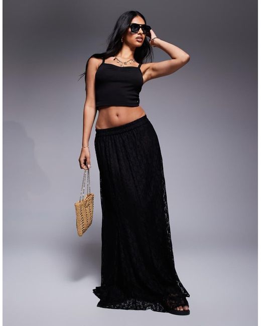 ASOS Full Lace Godet Maxi Skirt in Black | Lyst UK