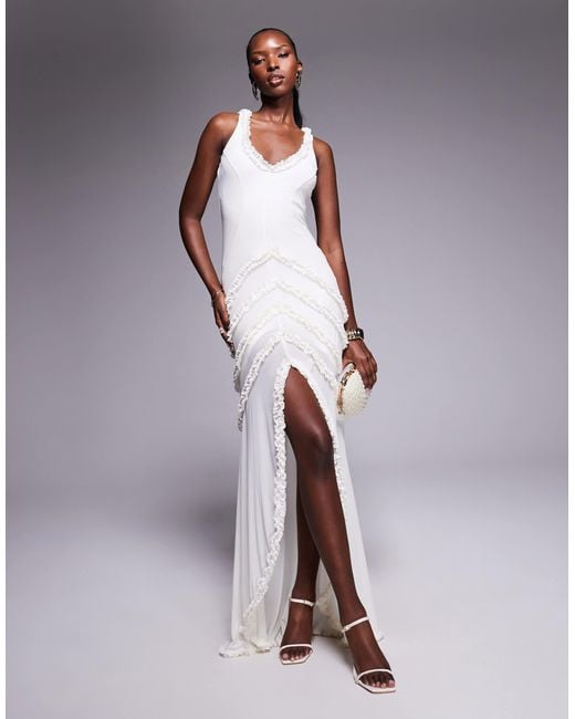 AFRM Power Mesh Micro Ruffle Maxi Dress in Purple | Lyst