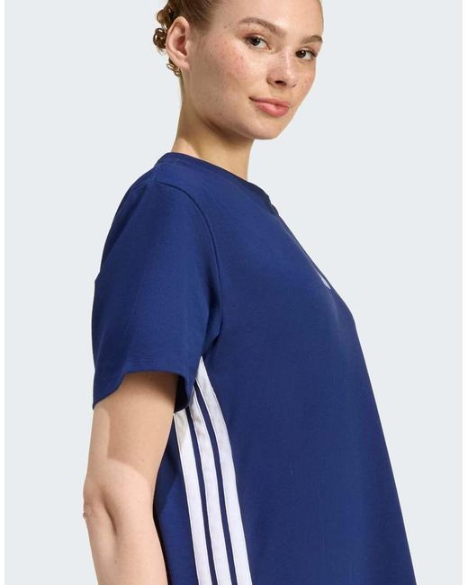 adidas Originals Essentials 3-Stripes Tee Dress in Blue | Lyst UK