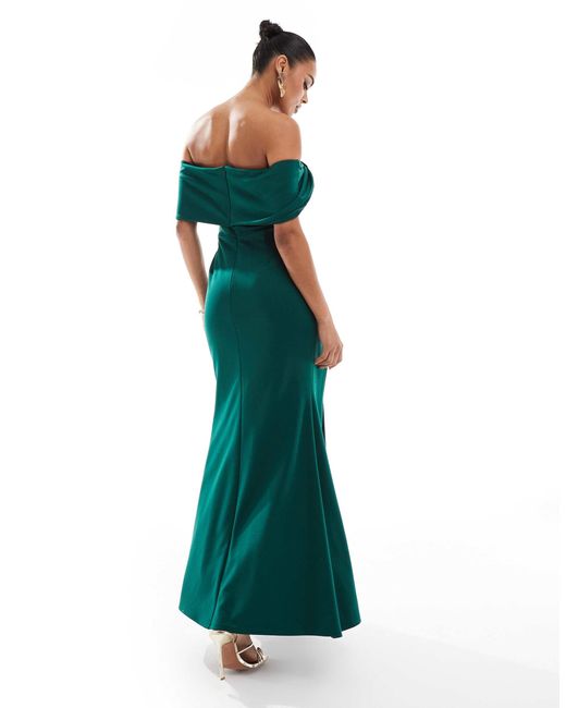 True Violet True Knot Bardot Maxi Dress in Green | Lyst
