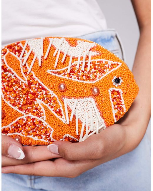 River Island Beaded Fish Bag in Gray | Lyst