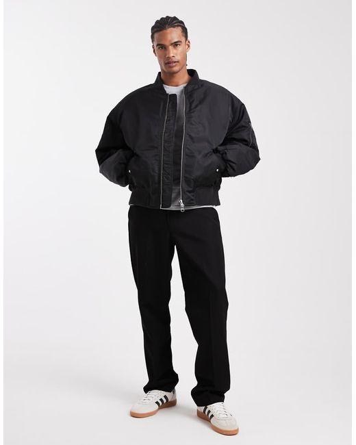 ASOS Oversized Bomber Jacket in Black for Men | Lyst UK