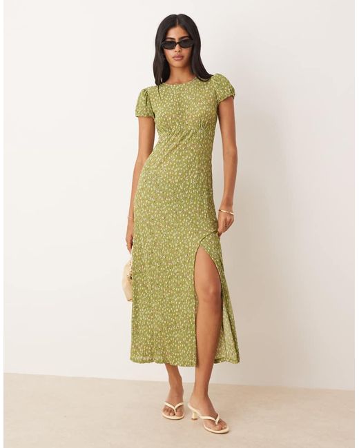 Mango Plisse Midi Dress in Metallic | Lyst UK