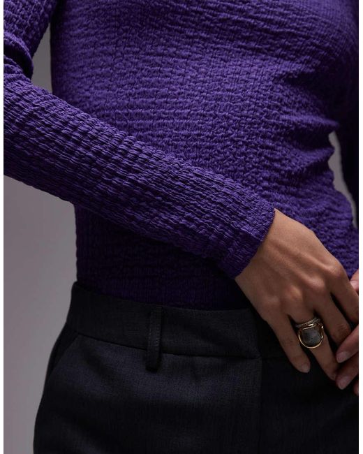 ASOS Fitted Long Sleeve Polo Top in Purple | Lyst UK