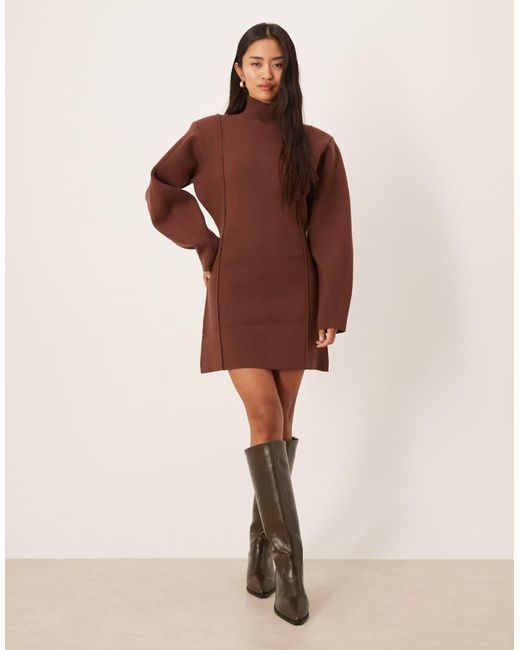 ASOS Structured Waisted Mini Dress in Brown | Lyst UK