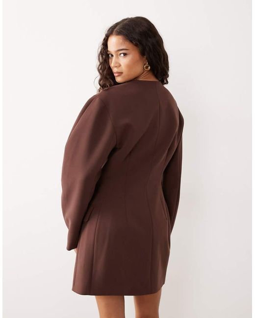 ASOS Cacoon Sleeve Blazer Dress in Brown | Lyst UK