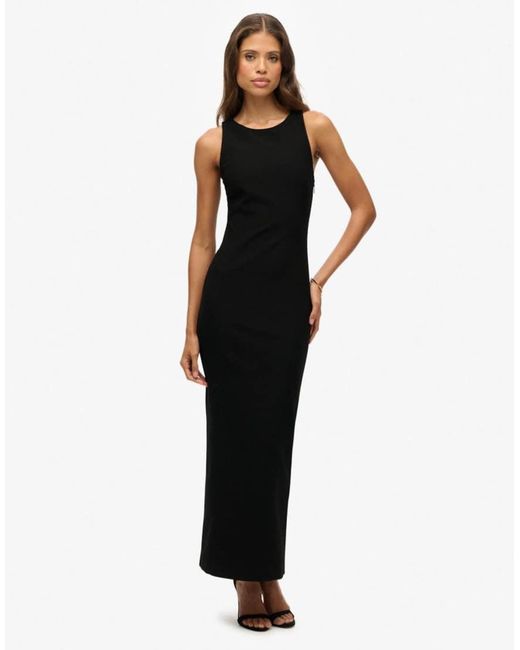 Superdry Cut Out Back Maxi Dress in Black | Lyst UK