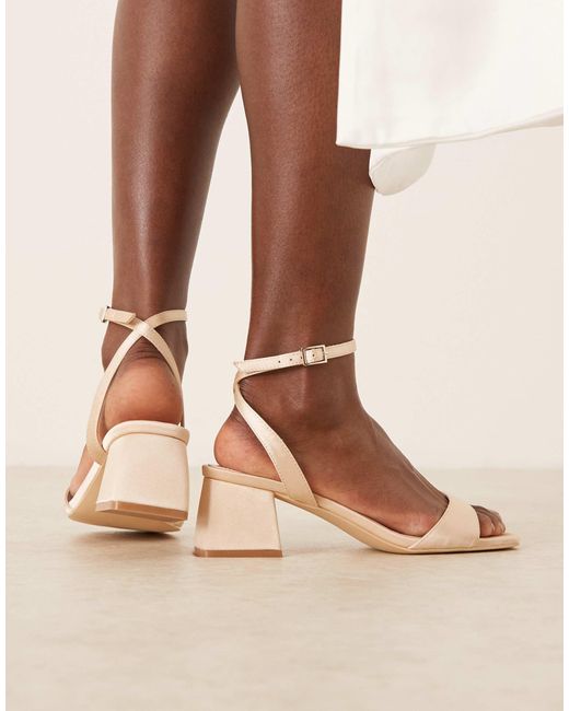Be Mine Wide Fit Bridal Ammie Low Block Heel Sandals in Natural | Lyst