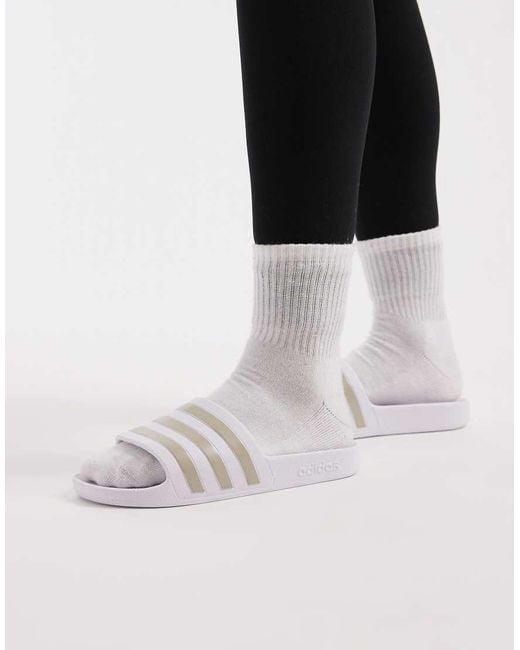 adidas Originals Adidas Training Adilette Aqua Slides in Black | Lyst UK