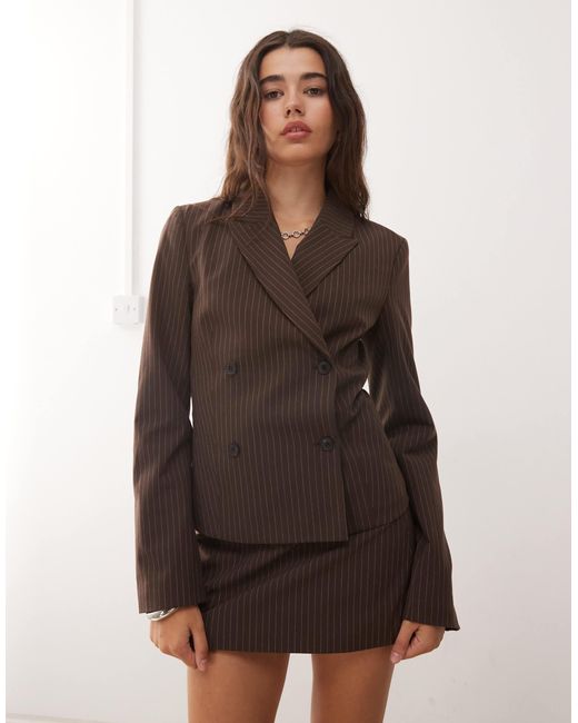 Weekday Co-Ord Double Breasted Blazer in Brown | Lyst