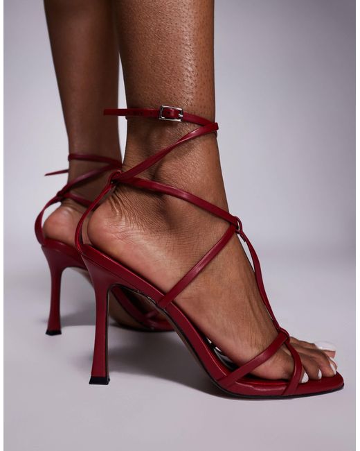 ASOS Nobel Caged High Heeled Sandals in Red | Lyst