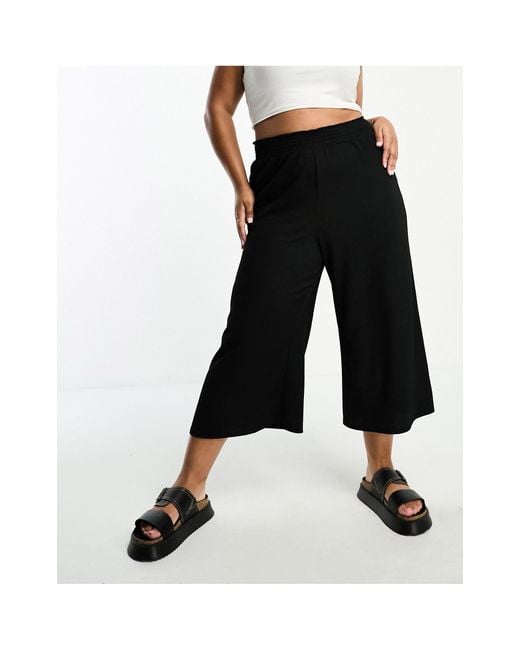 River Island Plisse Culottes In Black Lyst