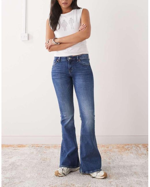 Weekday Katsumi Low Waist Flared Jeans in Blue | Lyst UK