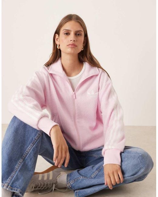adidas Originals Firebird Mohair Track Top in Pink | Lyst UK