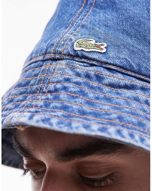 Lacoste Denim Bucket Hat in Blue for Men | Lyst