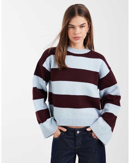 ASOS Boxy Fit Knit Sweater in Blue | Lyst UK