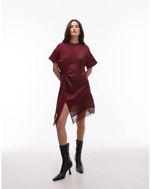 AllSaints Lana Lace Dress in Red | Lyst UK