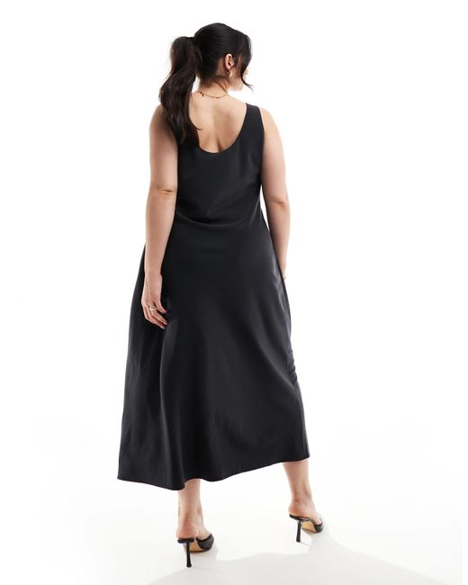 Pretty Lavish Curve Satin Slip Maxi Dress in Black | Lyst