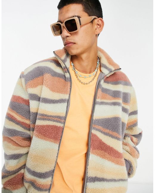 Asos Synthetic Oversized Heavyweight Borg Jacket In Blue Natural For