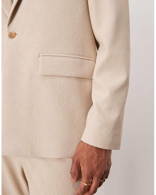 ASOS Rib Texture Slouchy Suit Jacket in Natural for Men | Lyst