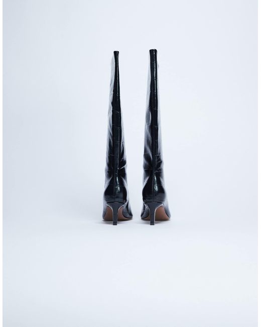 TOPSHOP Tanya Point Toe Knee High Boot in Blue | Lyst