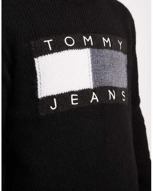 Tommy Hilfiger Large Flag Centre Logo Jumper in Black for Men | Lyst UK