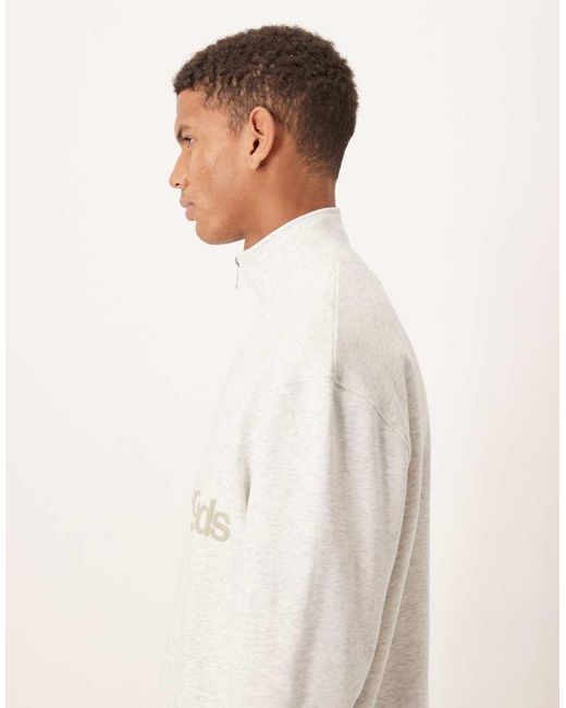 ASOS Relaxed Fit Half Zip Sweatshirt With Tonal Puff Prints in White ...