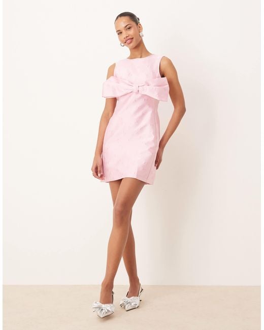 Sister Jane Bow Jacquard Mini Dress in Pink | Lyst