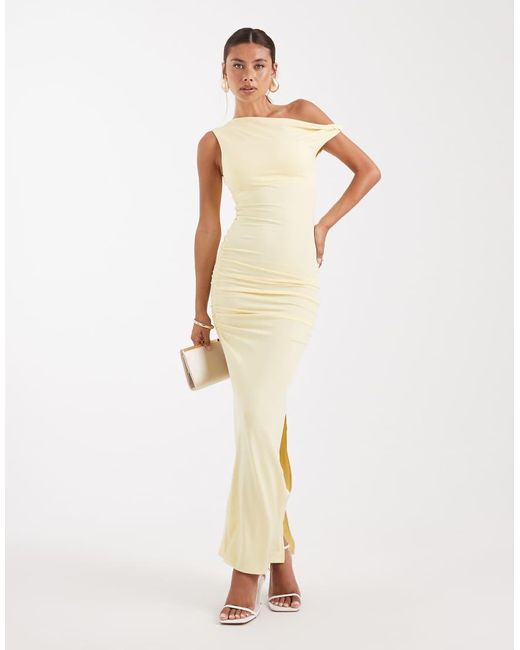 New Look Fallen Shoulder Maxi Dress in Natural | Lyst UK