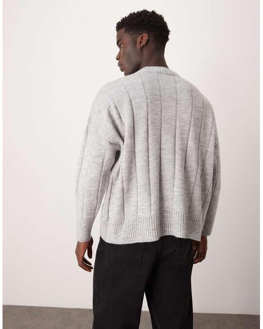 ASOS Super Oversized Boxy Crew Neck Jumper With Wide Rib in Natural for ...